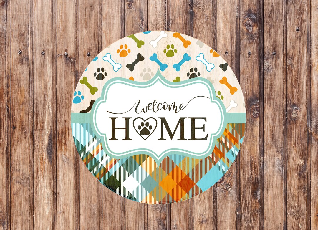 Welcome Home Dog Wreath Sign - Etsy