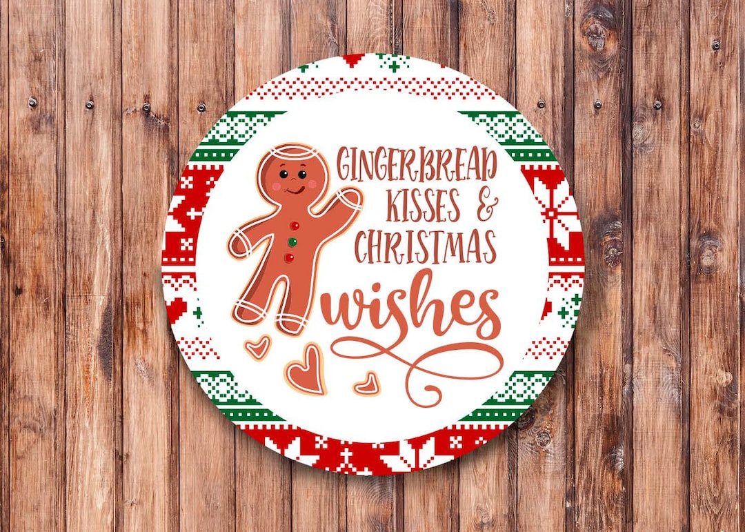 Gingerbread Kisses Christmas Wishes Wreath Sign - Etsy