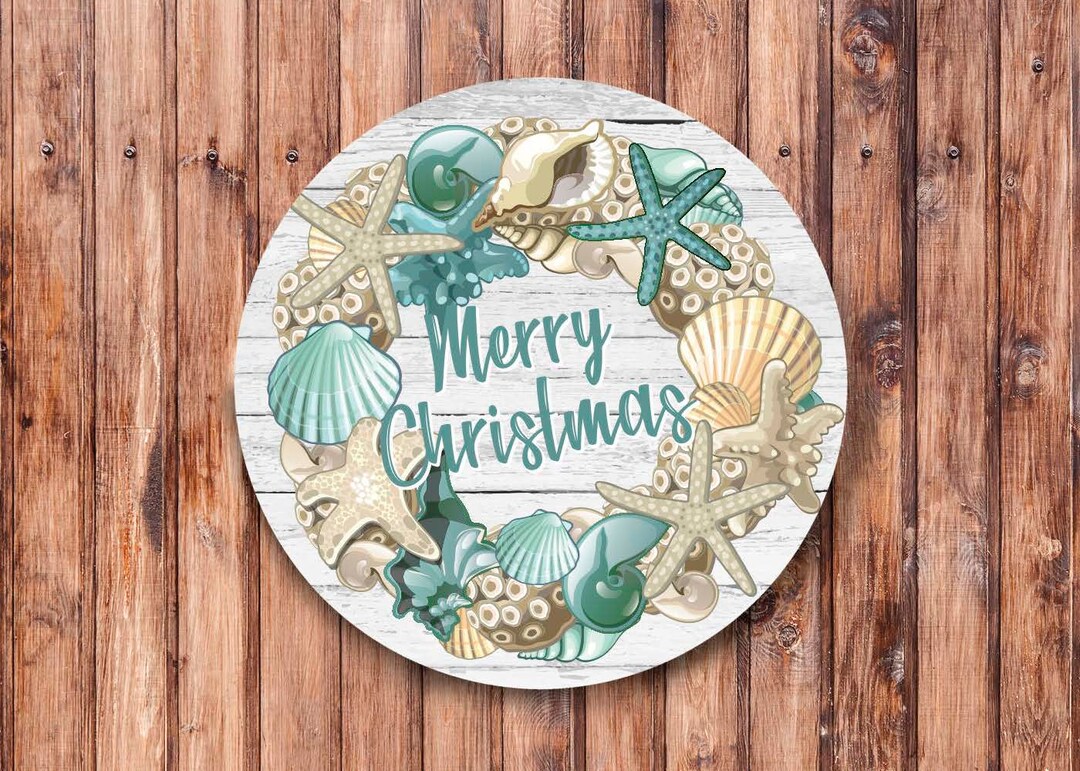 Merry Christmas Beach Wreath Sign - Etsy