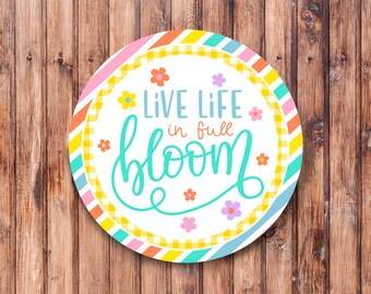 Metal Wreath Sign Live Life in Full Bloom Spring Sign Tulips Milk Can ...