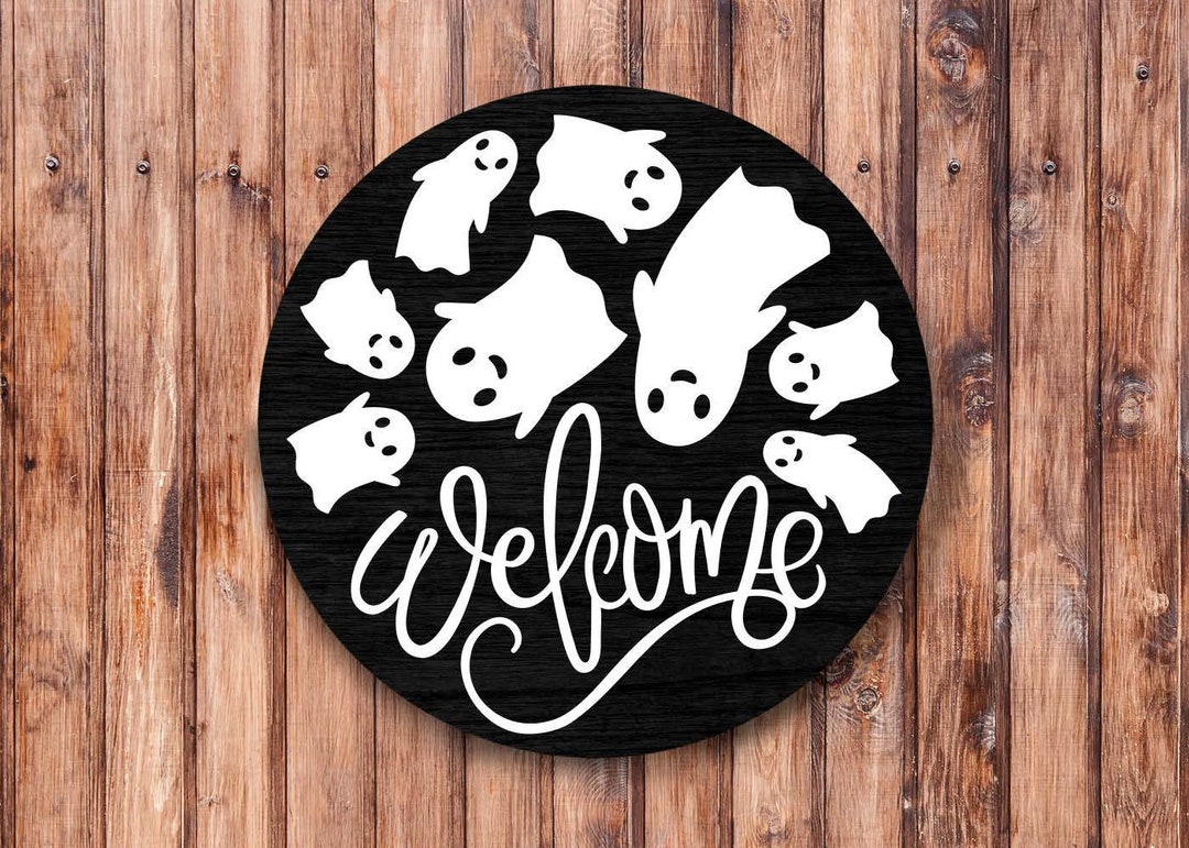 Welcome Ghosts Wreath Sign - Etsy