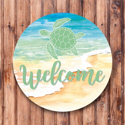 Welcome Sea Turtle Wreath Sign - Etsy