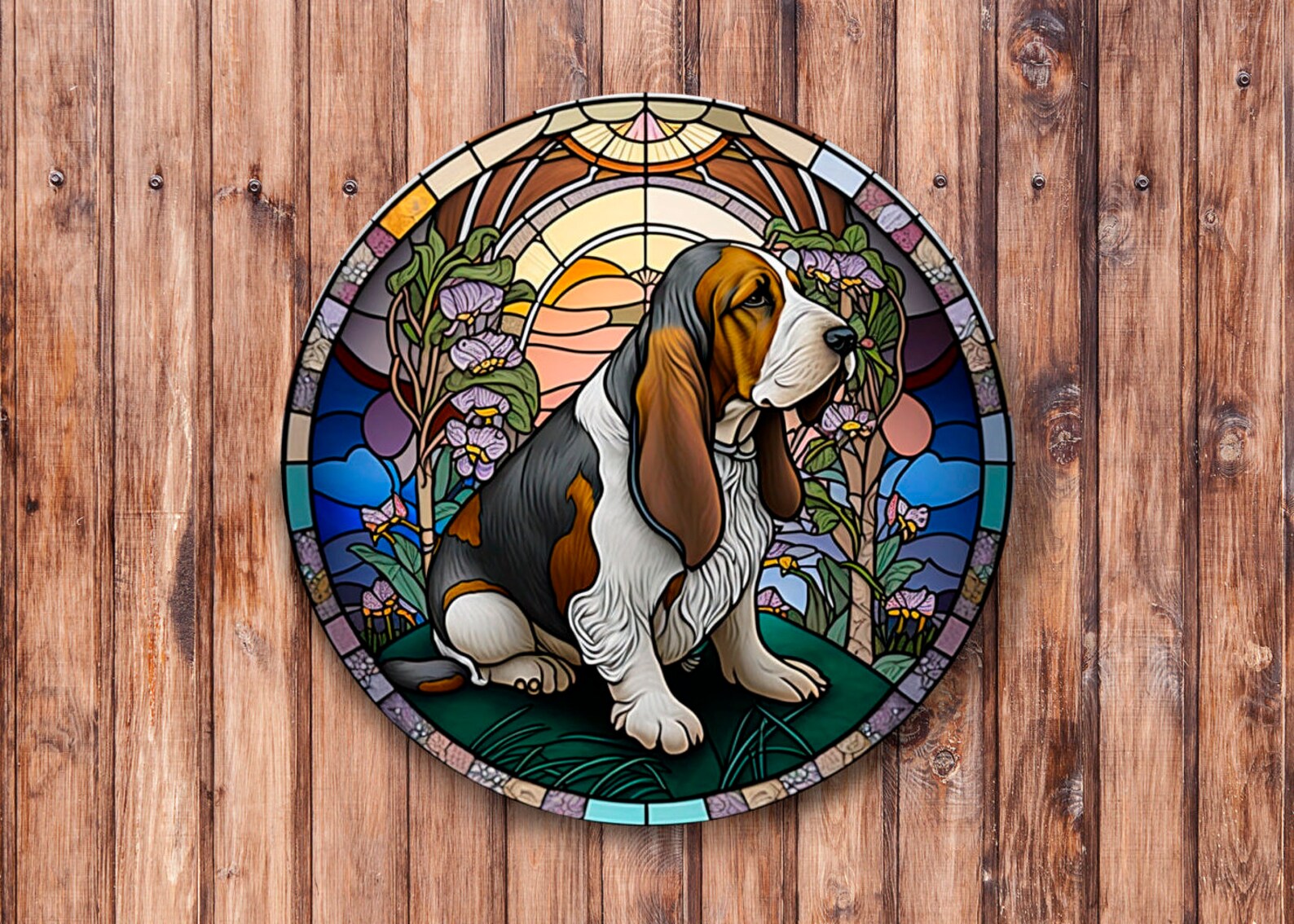 Faux Stained Glass Basset Hound Wreath Sign - Etsy