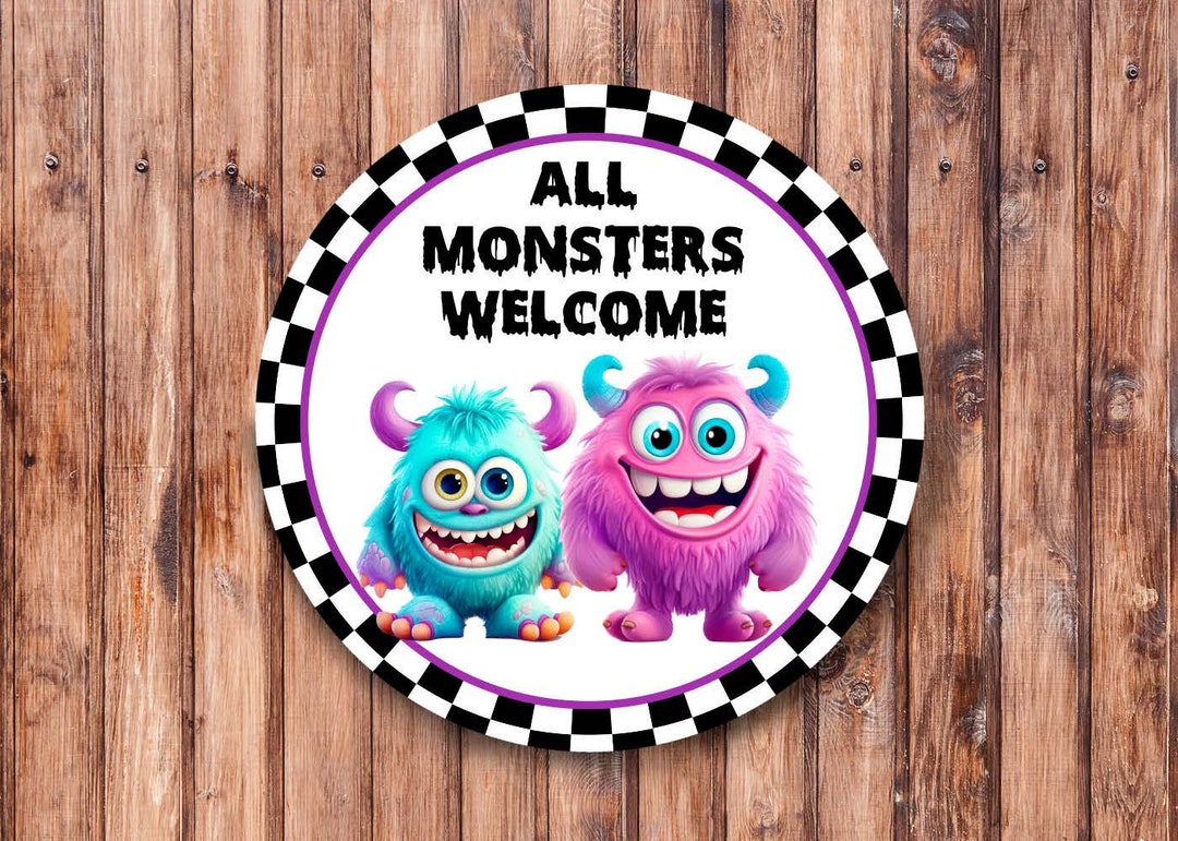 All Monsters Welcome Wreath Sign - Etsy