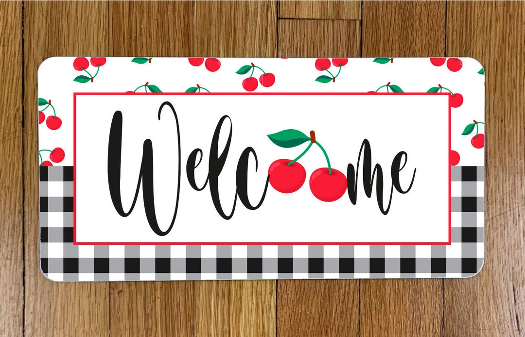 Welcome_cherries_wreath Sign - Etsy