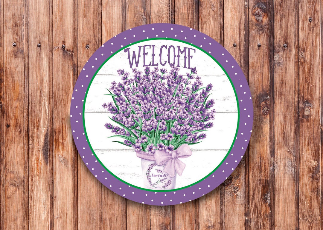 Lavender Welcome Wreath Sign - Etsy