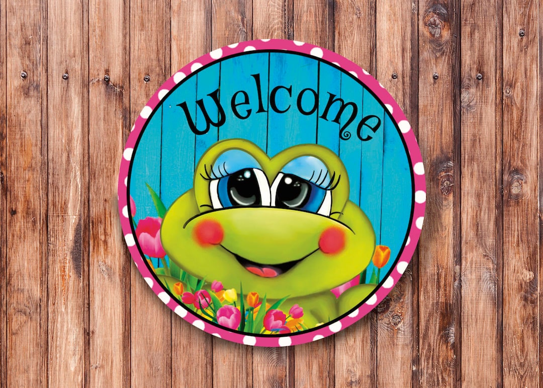 Spring Welcome Frog Wreath Sign - Etsy