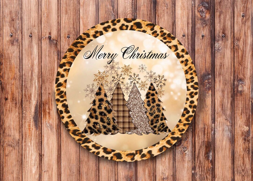 Leopard Merry Christmas Wreath Sign - Etsy