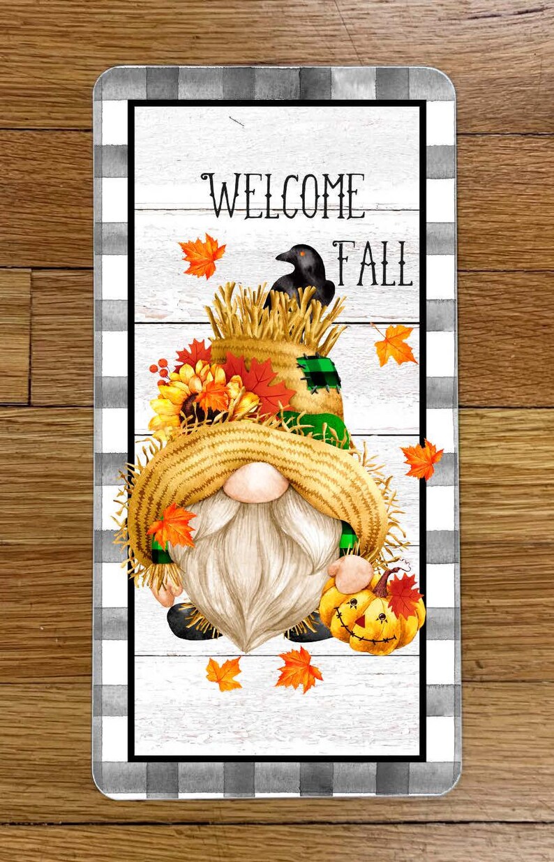 Scarecrow Gnome Welcome Wreath Sign - Etsy