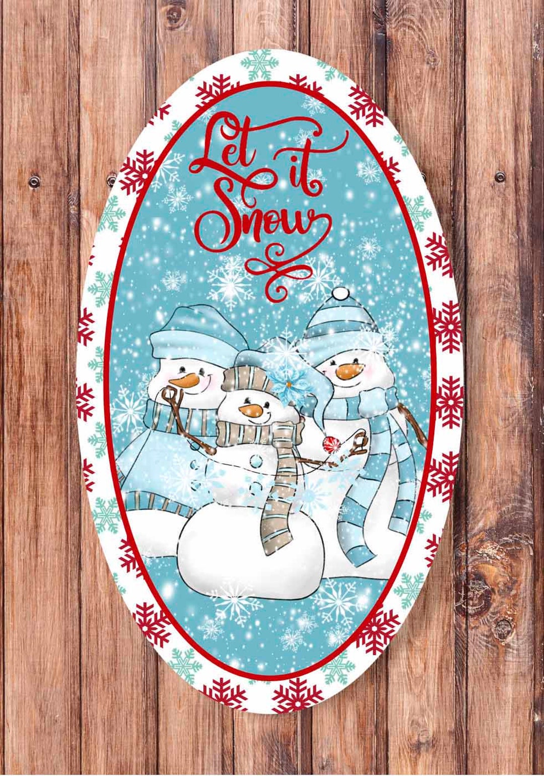 Blue Snowmen_let It Snow_wreath Sign - Etsy