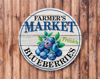 Ships Free Over 35 in US - Farmer's Market Fresh Blueberries Metal ...