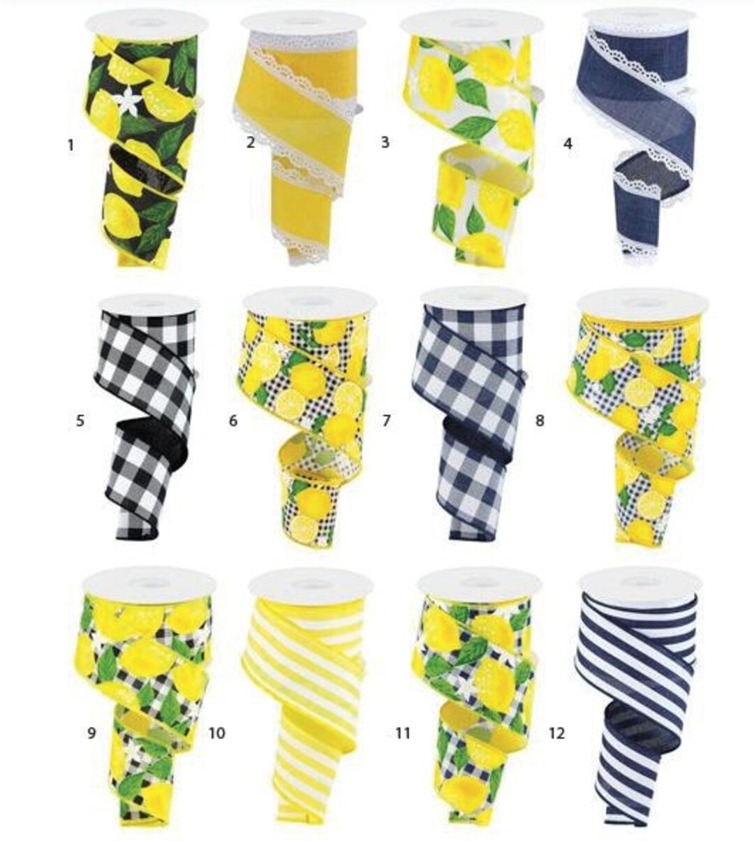 Lemon Assortment Ribbon_2.5"- 10 Yards - Etsy