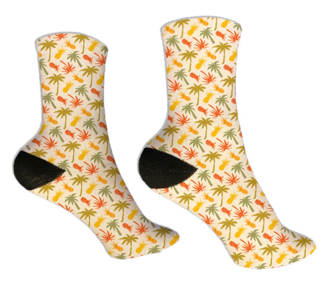 Pineapple & Palm Tree Socks - Etsy