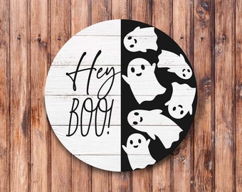 10” Hey Boo Halloween Ghost Sign, Wreath Sign, Home Decor - Etsy