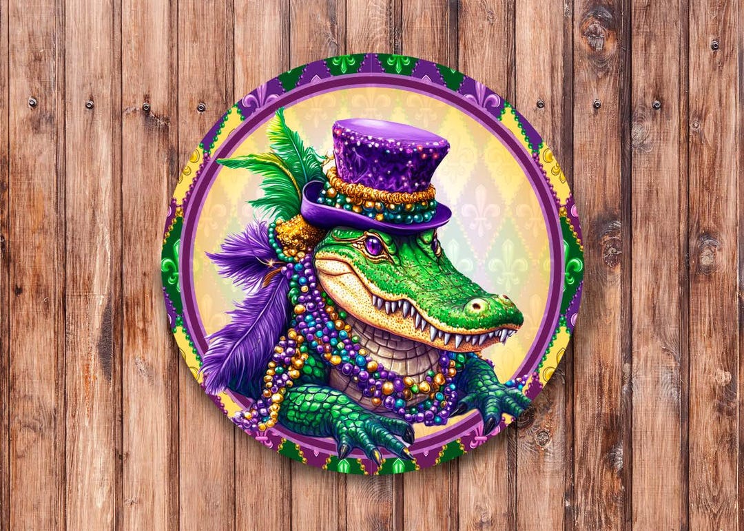 Mardi Gras Gator Wreath Sign - Etsy