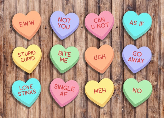 Anti Conversation Hearts Set of 12 Hardboard | Etsy