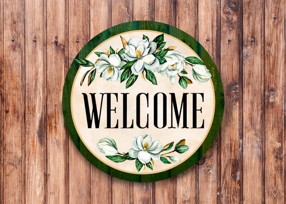 Magnolia Welcome Wreath Sign - Etsy