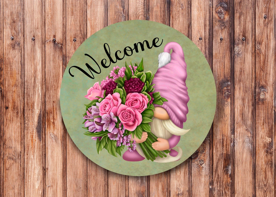 Welcome_gnome_wreath Sign - Etsy