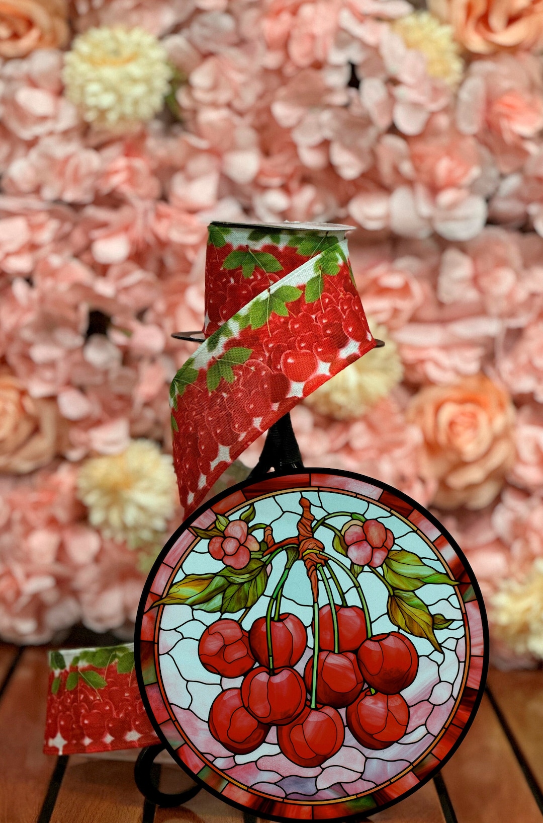 Stained Glass Cherries With Matching 2.5" Ribbon - Etsy