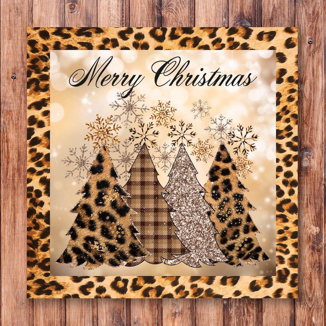 Leopard Merry Christmas Wreath Sign - Etsy