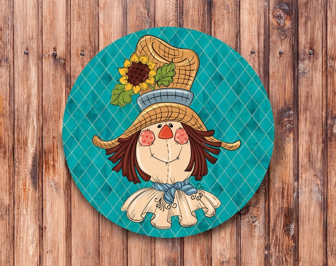 8 Round Scarecrow Face Wreath Sign, Scarecrow Face Wreath Attachment ...