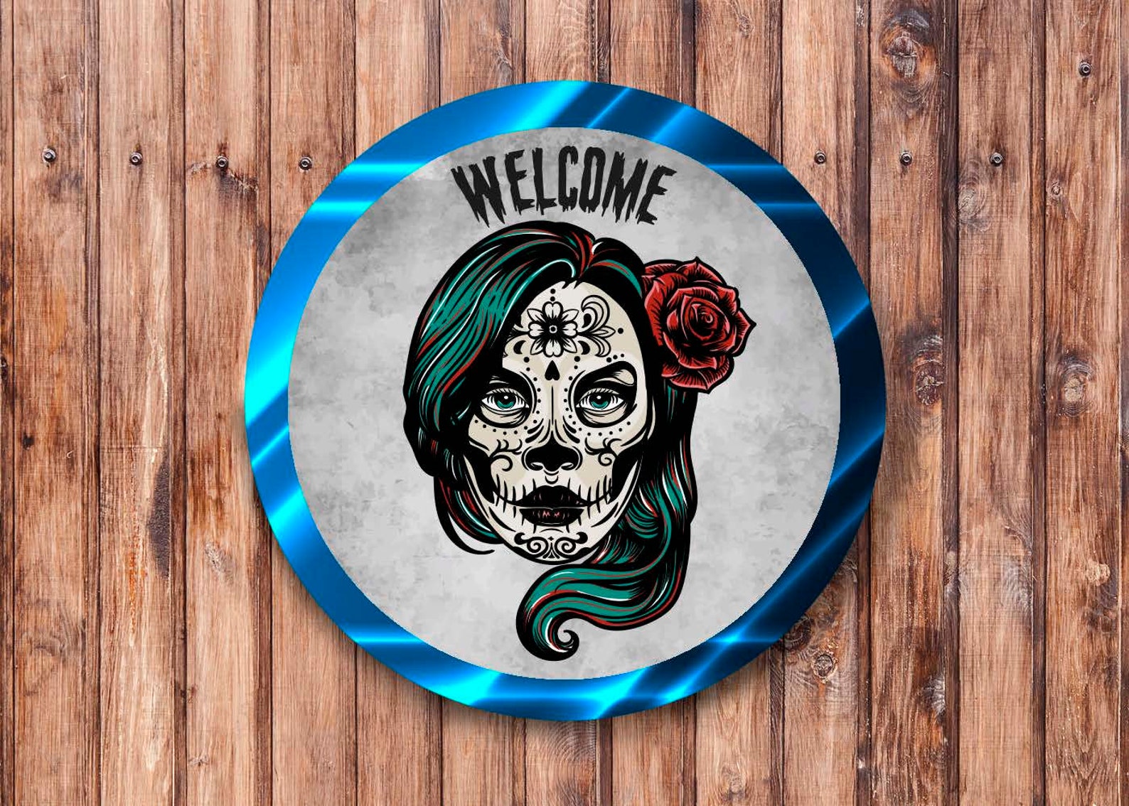 Welcome Sugar Skull Wreath Sign - Etsy