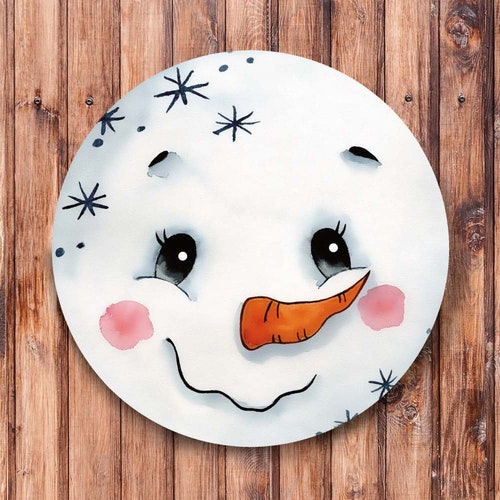 Wreath Sign Snowman Face Wreath Sign Round Snowman Face - Etsy