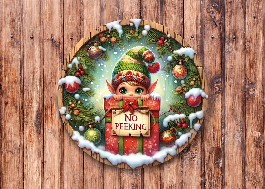 No Peeking Elf_wreath Sign - Etsy
