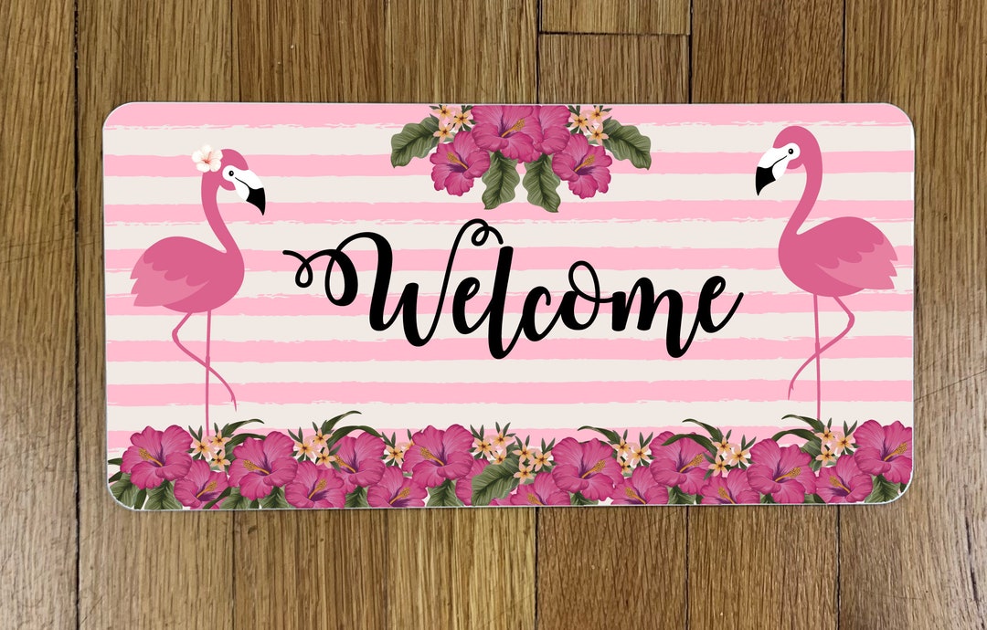 Flamingo Welcome_wreath Sign - Etsy