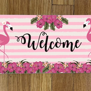 Flamingo Welcome_wreath Sign - Etsy