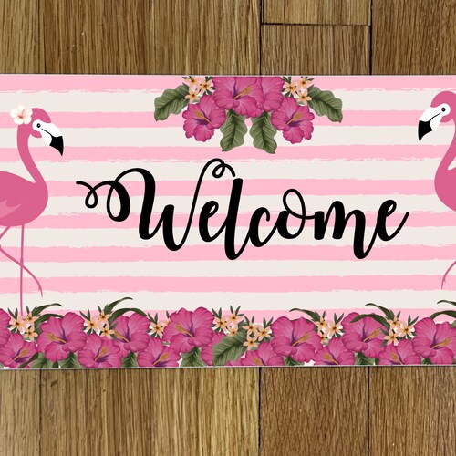 Flamingo Welcome_wreath Sign - Etsy