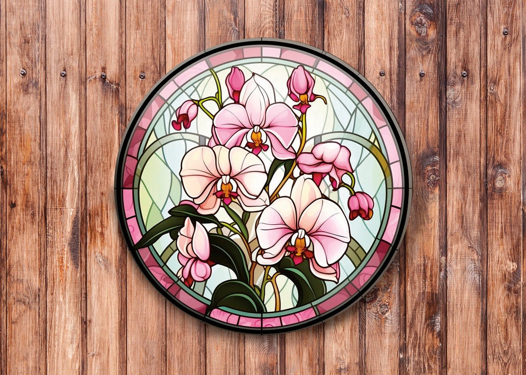 Faux Stained Glass Orchids Wreath Sign - Etsy