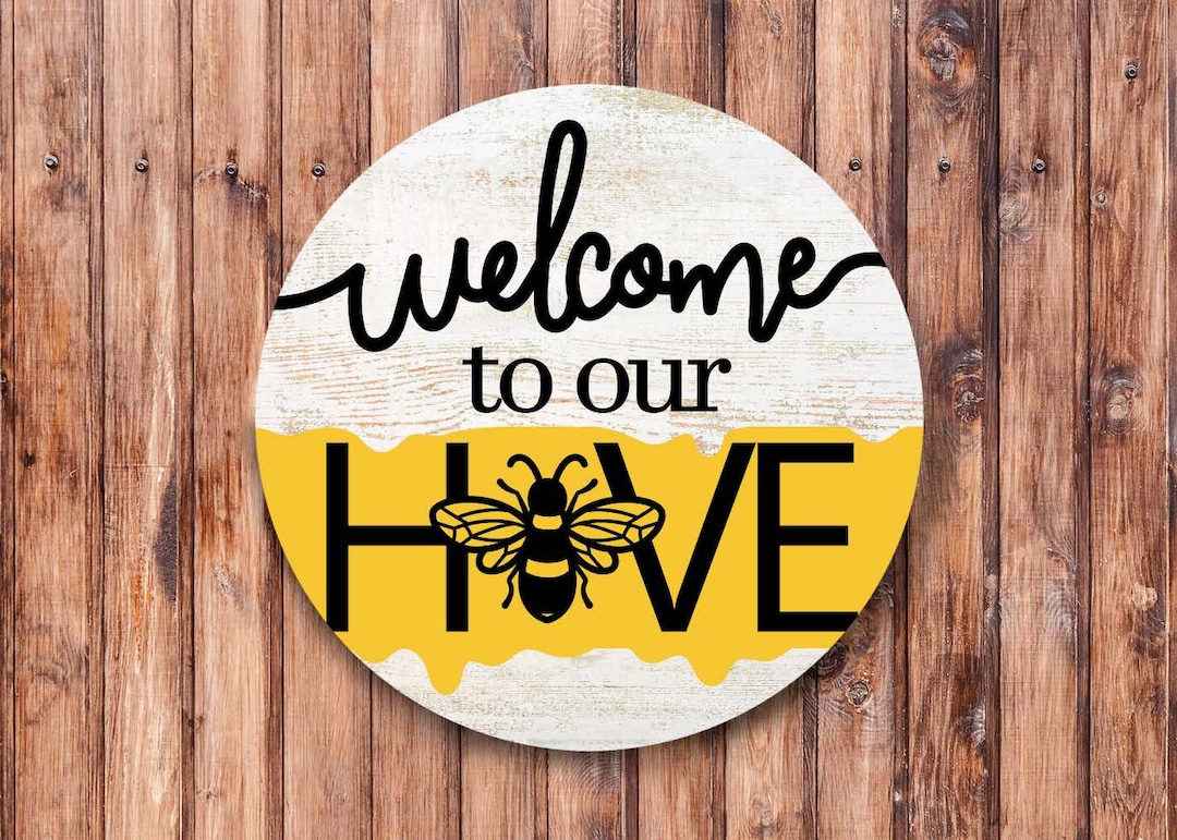 Welcome to Our Bee Hive Wreath Sign - Etsy