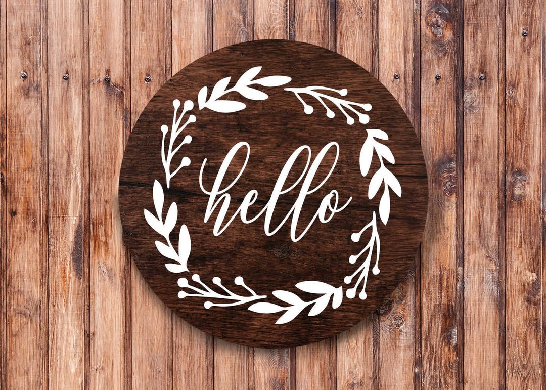 Wreath Leaf Hello Wreath Sign - Etsy