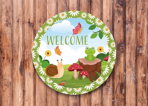 Welcome Frog Wreath Sign - Etsy