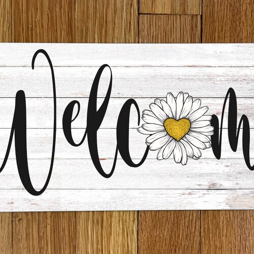 Daisy Welcome_wreath Sign - Etsy