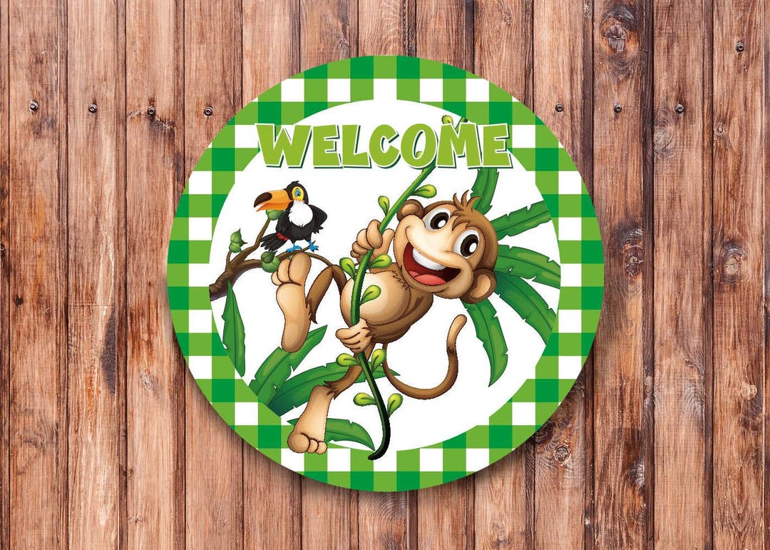Welcome Monkey Wreath Sign - Etsy