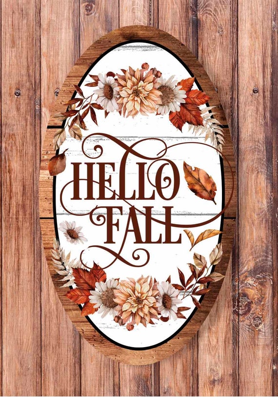 Hello Fall _oval Wreath Sign - Etsy
