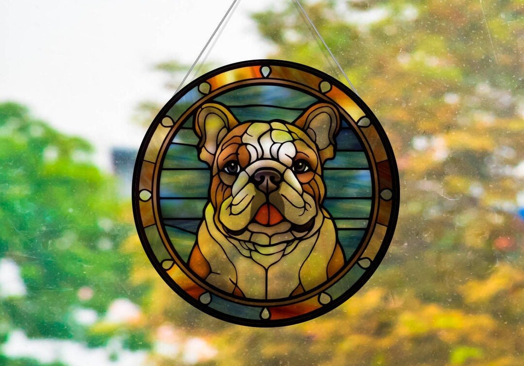Faux Stained Glass Bulldog Acrylic Suncatcher - Etsy