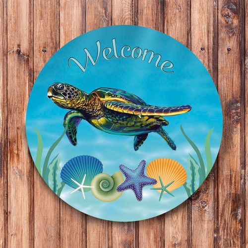 Sea Turtle Welcome Wreath Sign - Etsy
