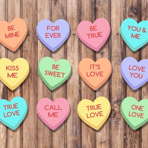 Conversation Hearts Set of 12 Hardboard - Etsy