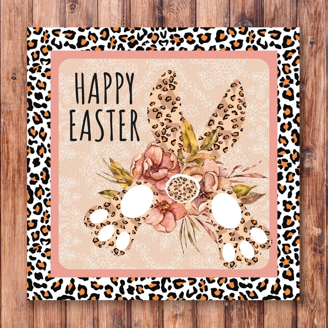 Happy Easter Cheetah Wreath Sign - Etsy