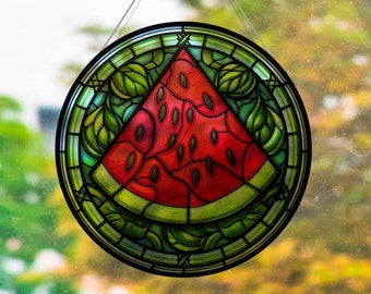 Watermelon Slice Stained Glass Suncatcher Summer Sweets July 4th Garden ...