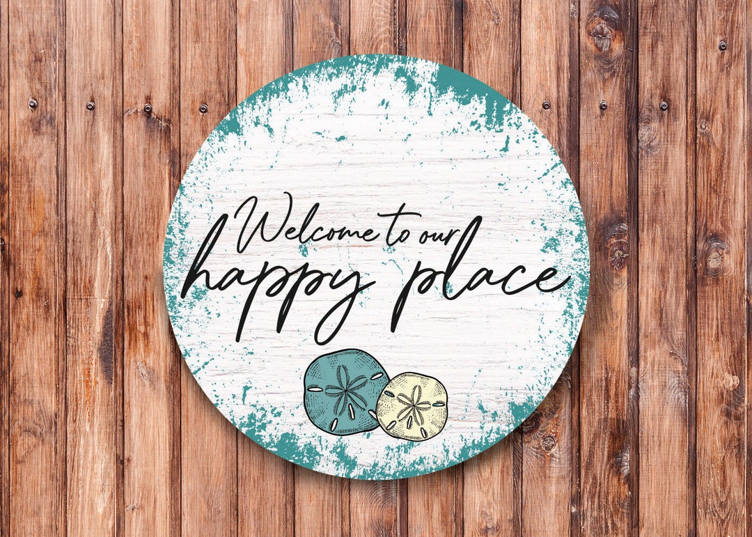 Welcome to Our Happy Place Wreath Sign - Etsy