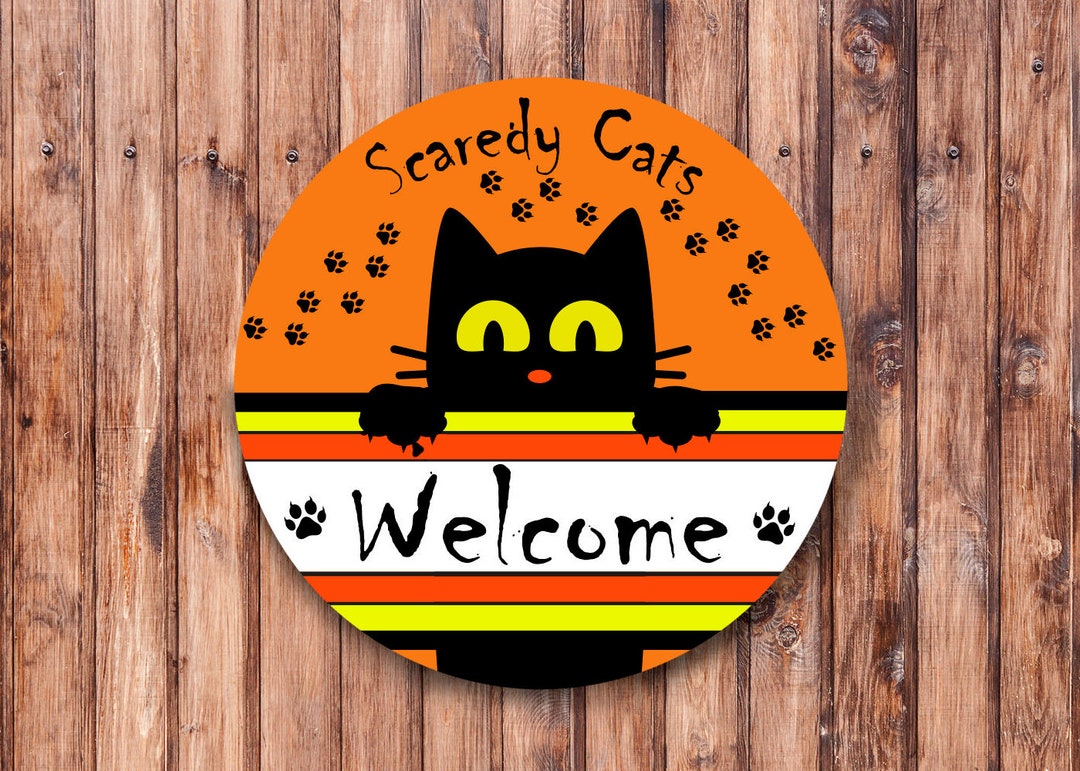 Scaredy Cats Welcome Wreath Sign - Etsy
