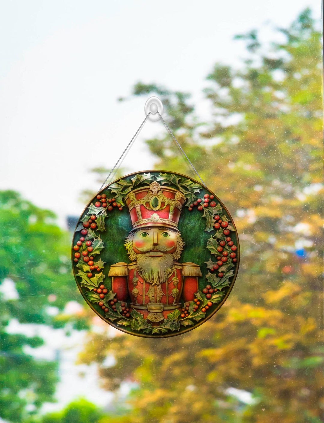 Faux Stained Glass Nutcracker_red and Green_ Acrylic Suncatcher - Etsy