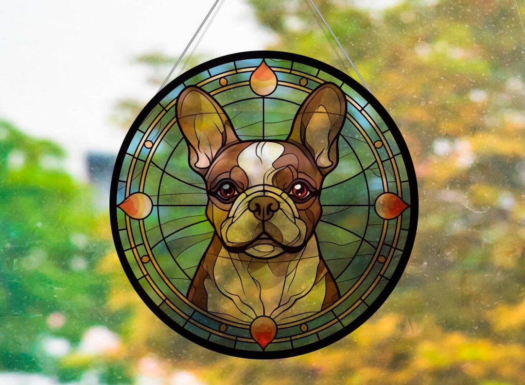 Faux Stained Glass Frenchie Acrylic Suncatcher - Etsy