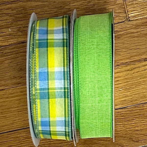 Green Plaid Ribbon - Etsy