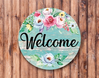 Country Floral Welcome Wreath Sign, Wreath Attachment, Metal Wreath ...