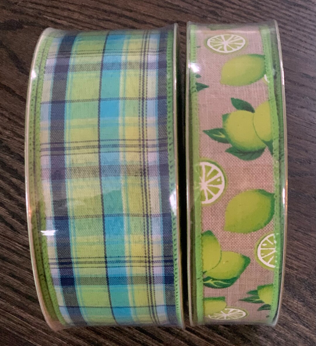 Limes and Blue & Green Plaid Wired Ribbon - Etsy